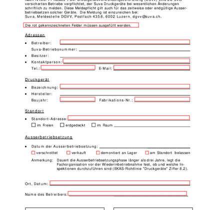 Druckgeräteverwendungs-Verordnung (DGVV) | Suva