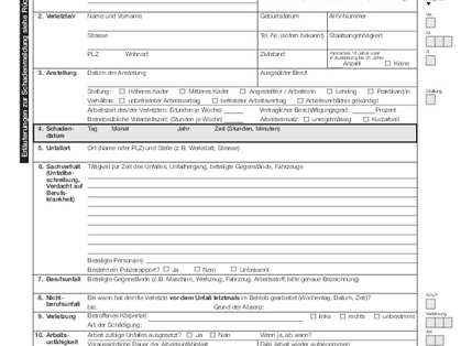 Bagatellunfall-Meldung (UVG) | Formular der Suva